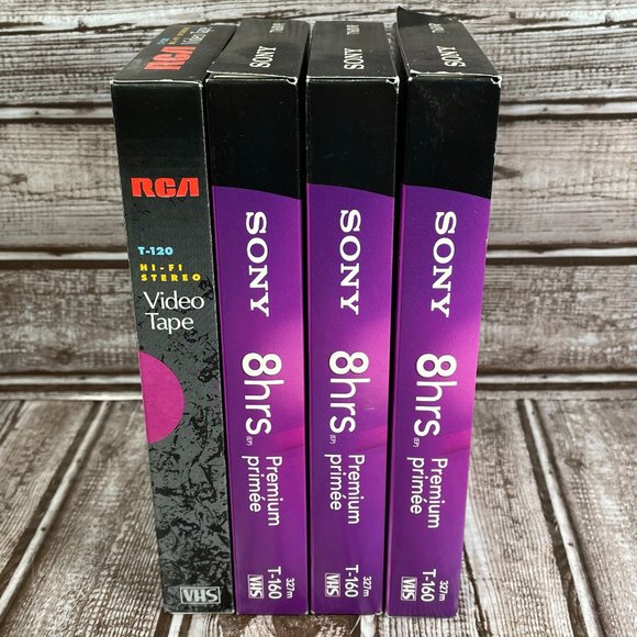 Sony | Media | Lot Of 4 Sony T6 Premium 8 Hrs Rca T120 6 Hrs Vhs Tapes Video New Open Box | Poshmark